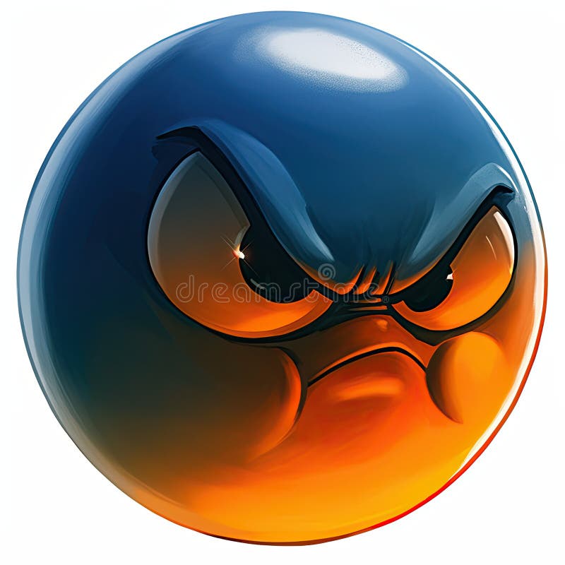 Angry Blue Round Character with Exaggerated Facial Features and ...