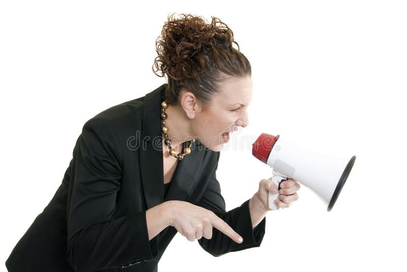 Angry boss stock image. Image of megaphone, attractive - 13714907