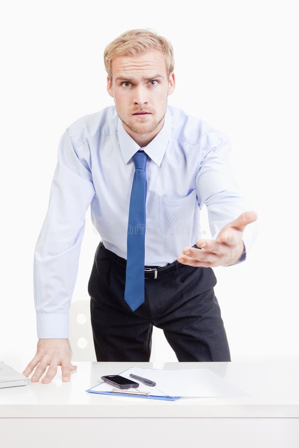 Angry boss behind desk stock photo. Image of male, gesticulating - 28024126