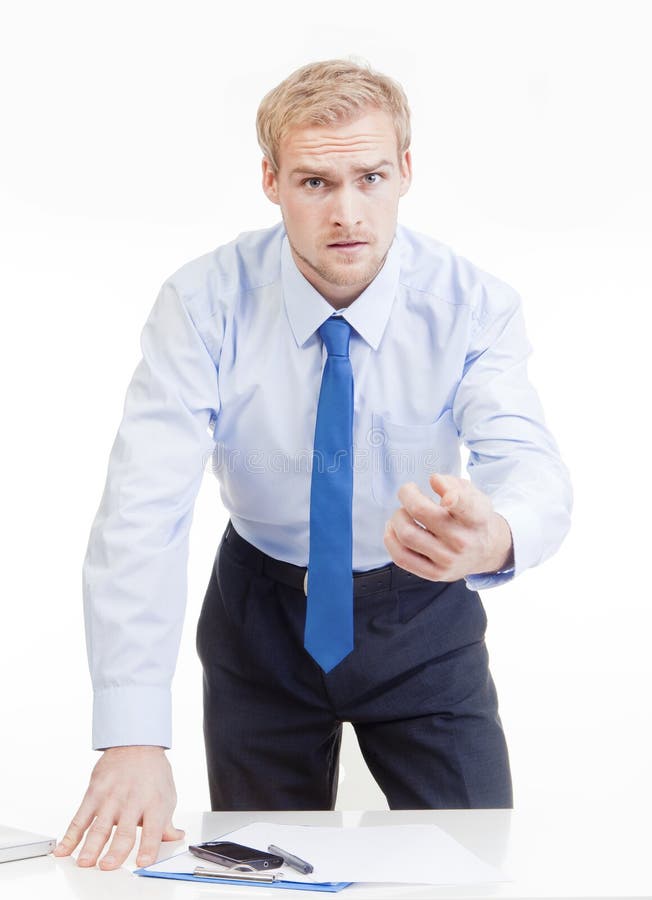 Angry boss behind desk stock photo. Image of businessman - 28104050