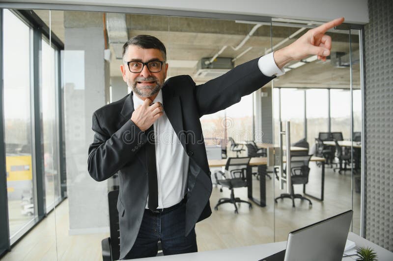 Angry Boss Behind of Office Table Stock Image - Image of manager ...