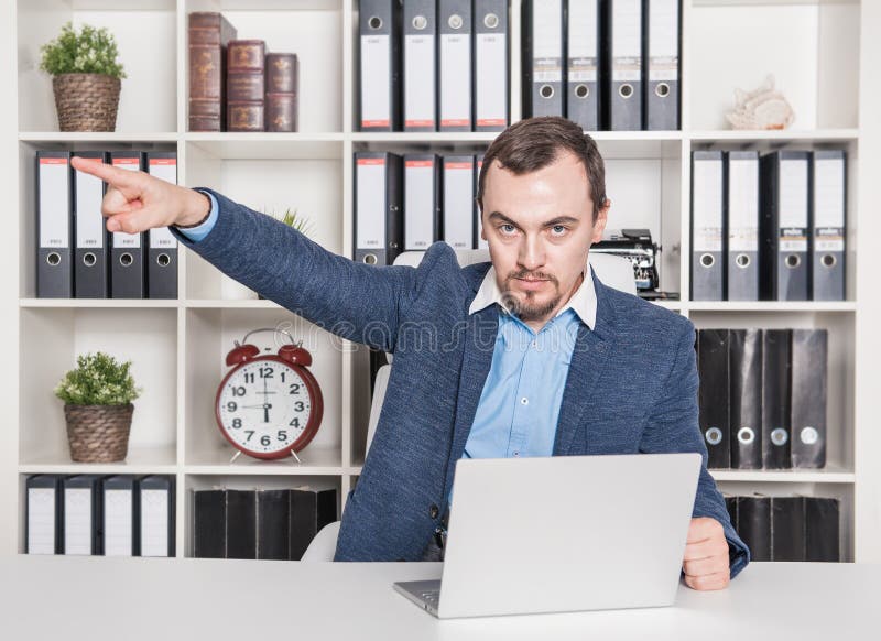 Angry Boss Business Man Pointing Out Stock Photo - Image of company ... Angry Boss Business Man Pointing Out Stock Photo - Image of company ...