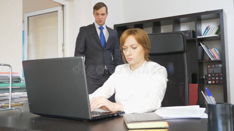 Angry Boss with Female Worker in the Office. Stock Image - Image of ...