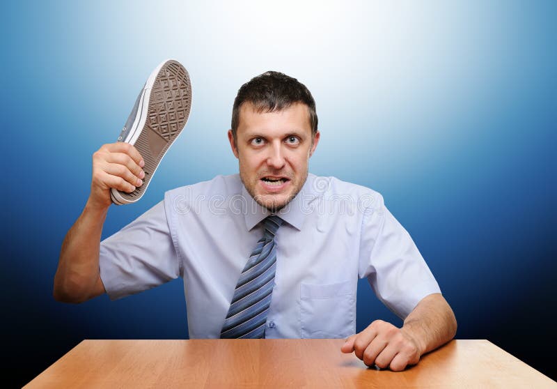 Angry Mature Man Holding a Belt and Posing Stock Photo - Image of ...