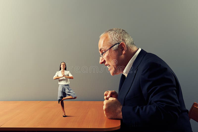 Angry Boss Looking at Calm Worker Stock Image - Image of girl, quarrel ...