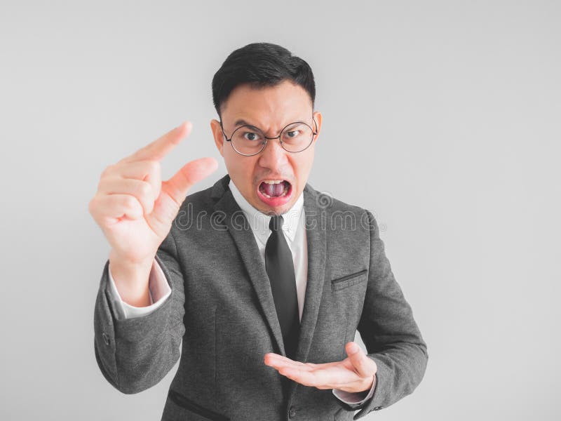 Angry Boss Manager Businessman in Black Suite. Stock Photo - Image of ...