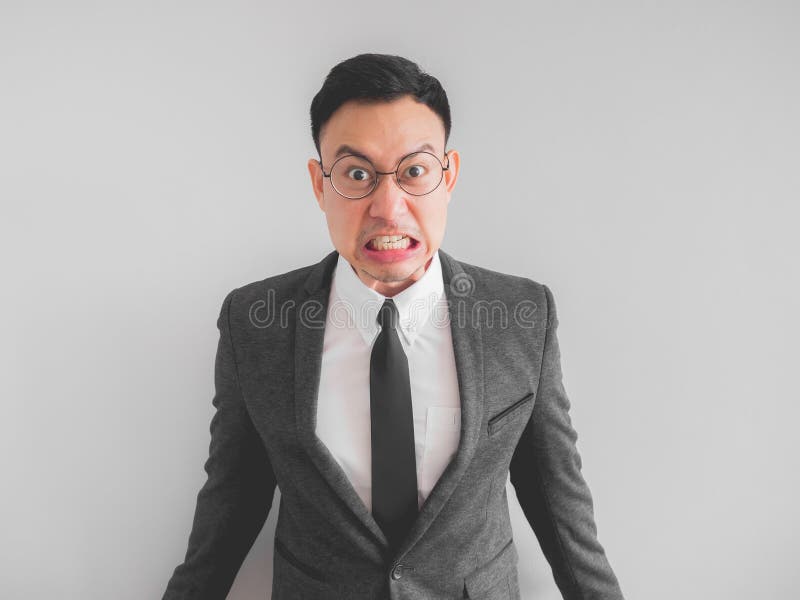 Angry Boss Manager Businessman in Black Suite. Stock Photo - Image of ...