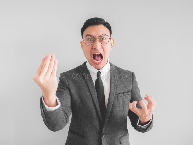 Angry Boss Manager Businessman in Black Suite. Stock Photo - Image of ...