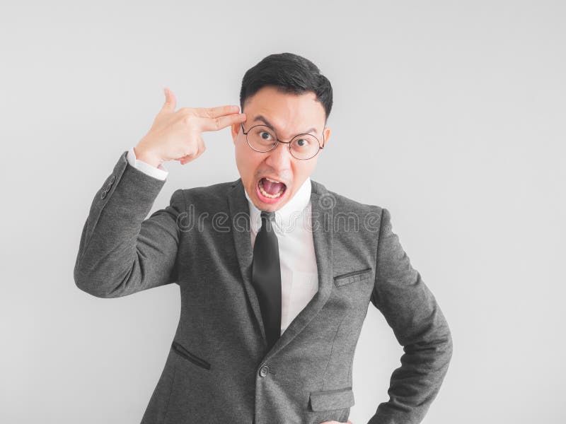 Angry Boss Manager Businessman in Black Suite. Stock Image - Image of ...
