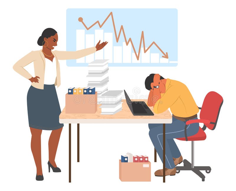 Angry Boss Scold Office Work Manager Vector Stock Vector - Illustration ...