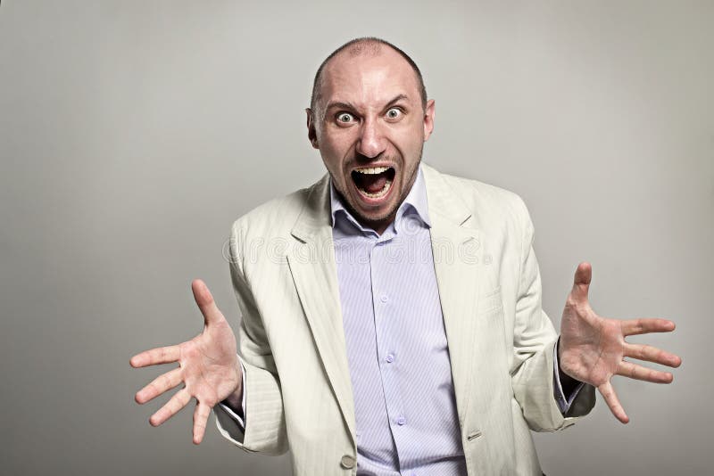 Angry boss shout loudly. stock photo. Image of loudly - 43121064