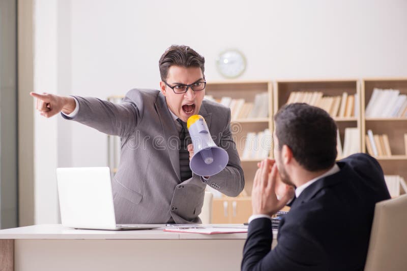 The Angry Boss Shouting at His Employee Stock Image - Image of loud ...