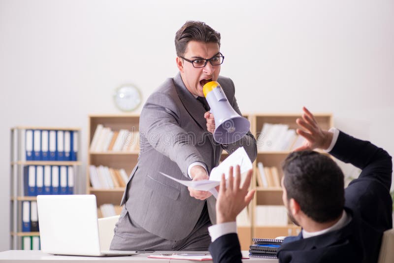 The Angry Boss Shouting at His Employee Stock Image - Image of loud ...