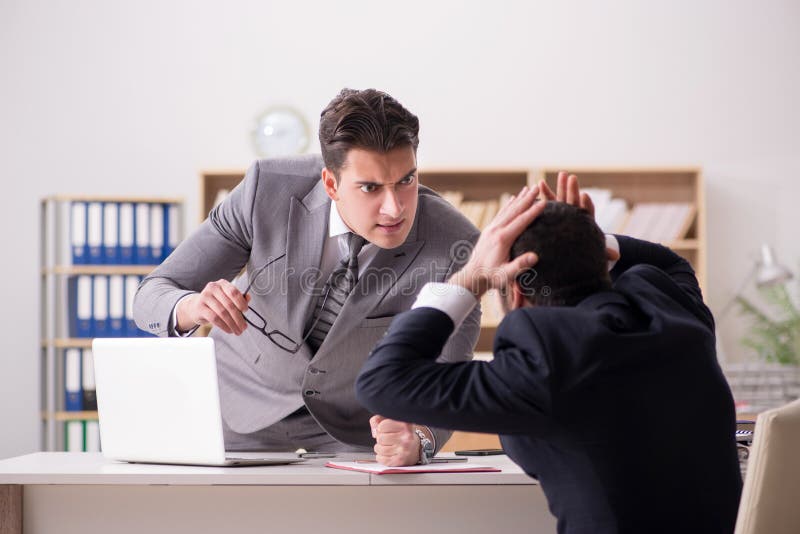 The Angry Boss Shouting at His Employee Stock Image - Image of ...