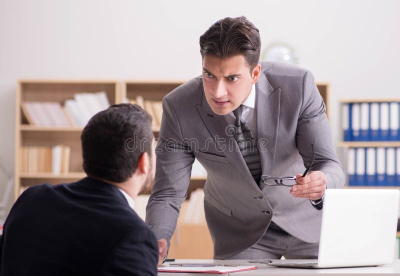 Angry Boss Shouting at His Employee Stock Photo - Image of employee ...