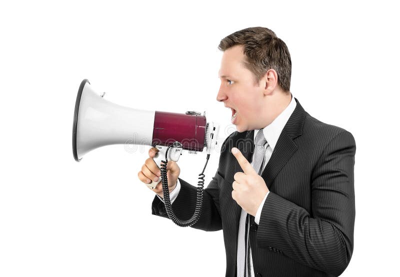 Angry Boss Shouting with a Megaphone. Stock Image - Image of angry ...