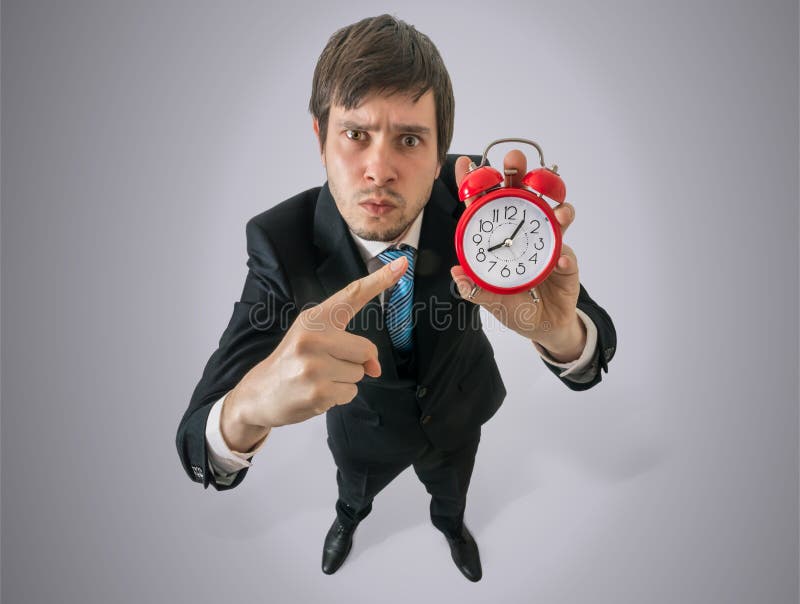 Angry Boss is Showing Clock. Discipline at Work Concept Stock Image ...