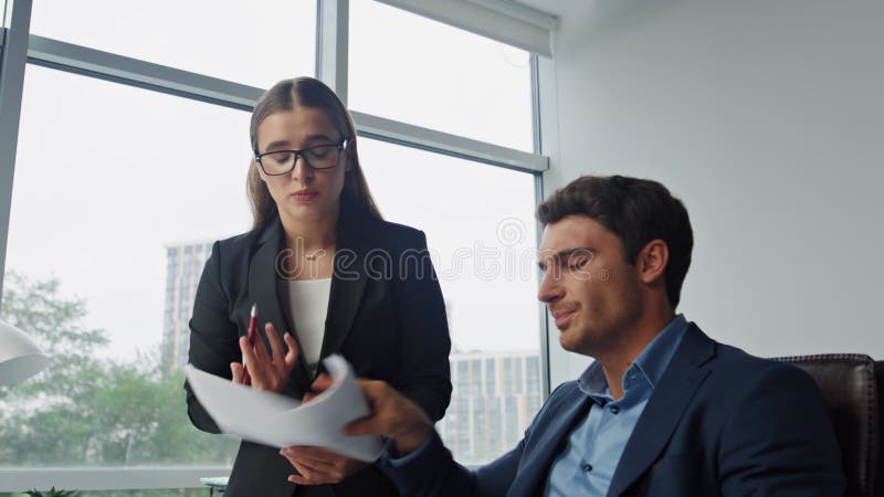 Angry Boss Throwing Papers Talking with Worker. Two Managers Fighting ...