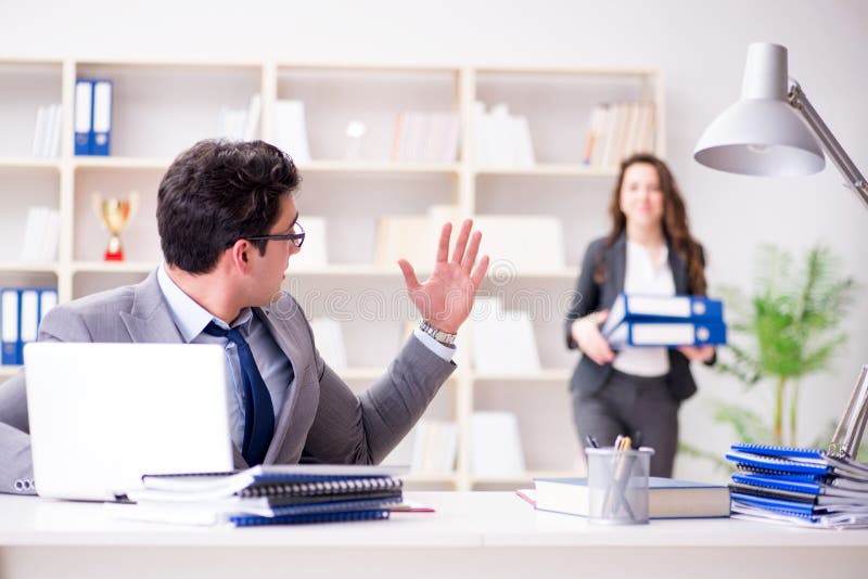 The Angry Boss Unhappy with Female Employee Performance Stock Photo ...