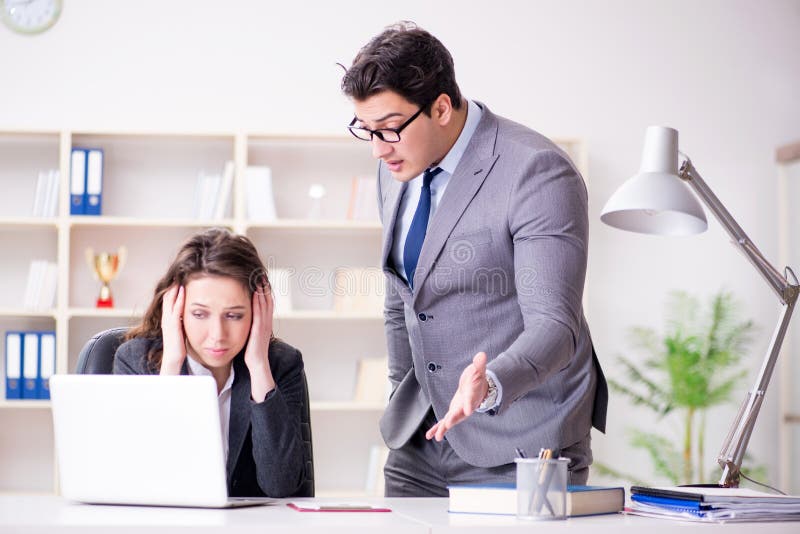 The Angry Boss Unhappy with Female Employee Performance Stock Photo ...