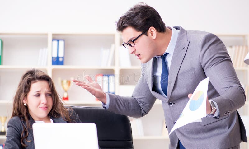 Angry Boss Unhappy with Female Employee Performance Stock Photo - Image ...
