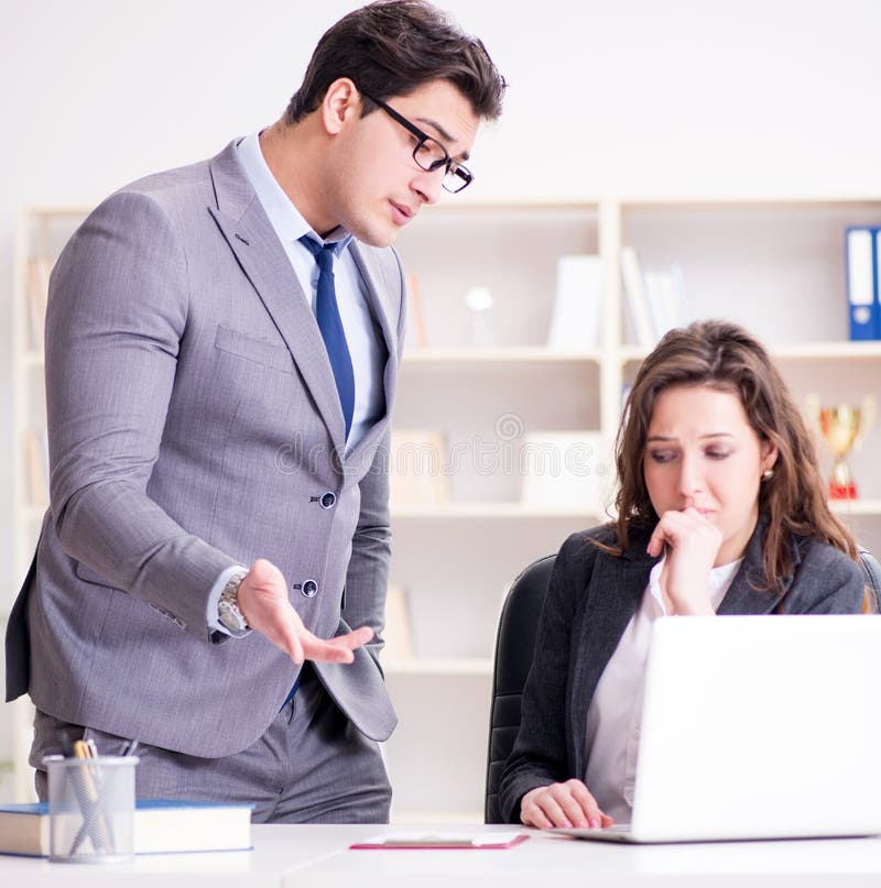 Angry Boss Unhappy with Female Employee Performance Stock Photo - Image ...