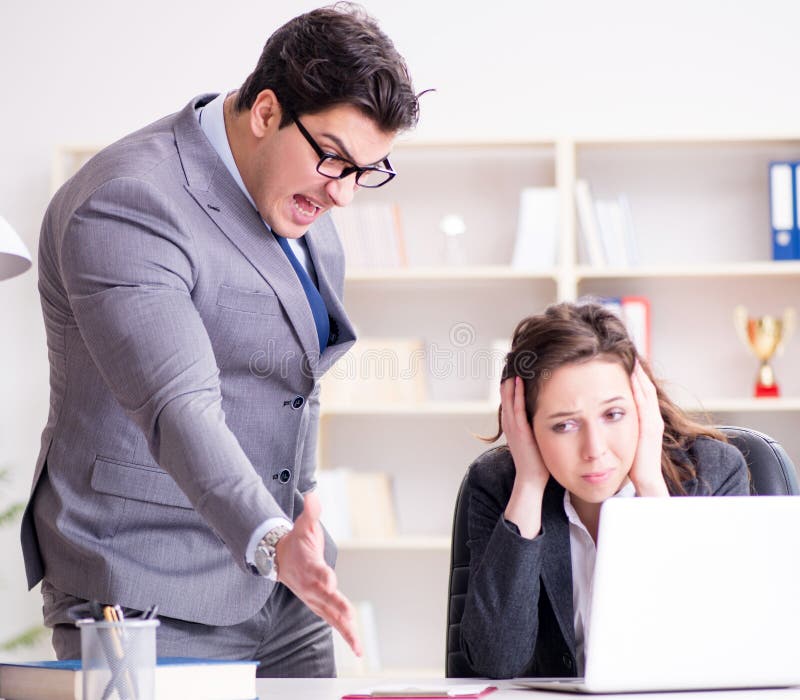 The Angry Boss Unhappy with Female Employee Performance Stock Image ...