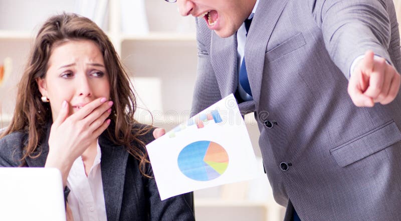 Angry Boss Unhappy with Female Employee Performance Stock Photo - Image ...