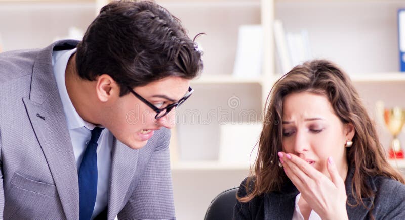 Angry Boss Unhappy with Female Employee Performance Stock Image - Image ...