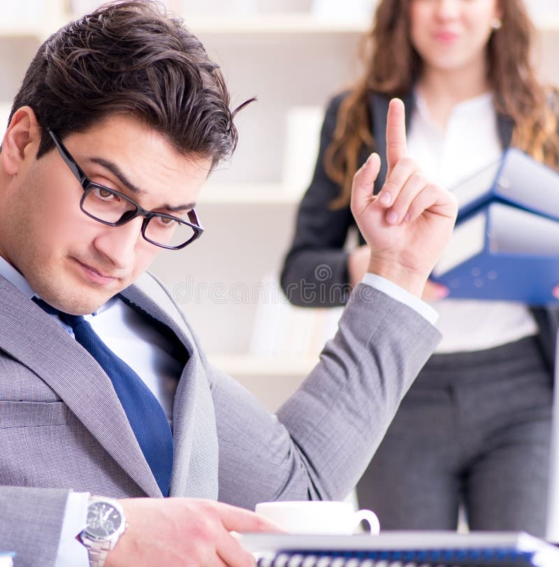 Angry Boss Unhappy with Female Employee Performance Stock Photo - Image ...