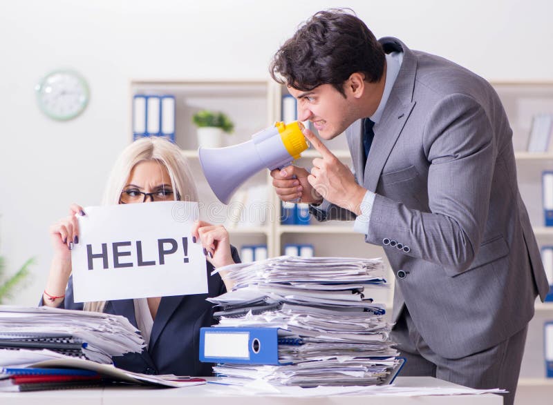 Angry Boss Yelling at His Assistant Secretary Stock Photo - Image of ...
