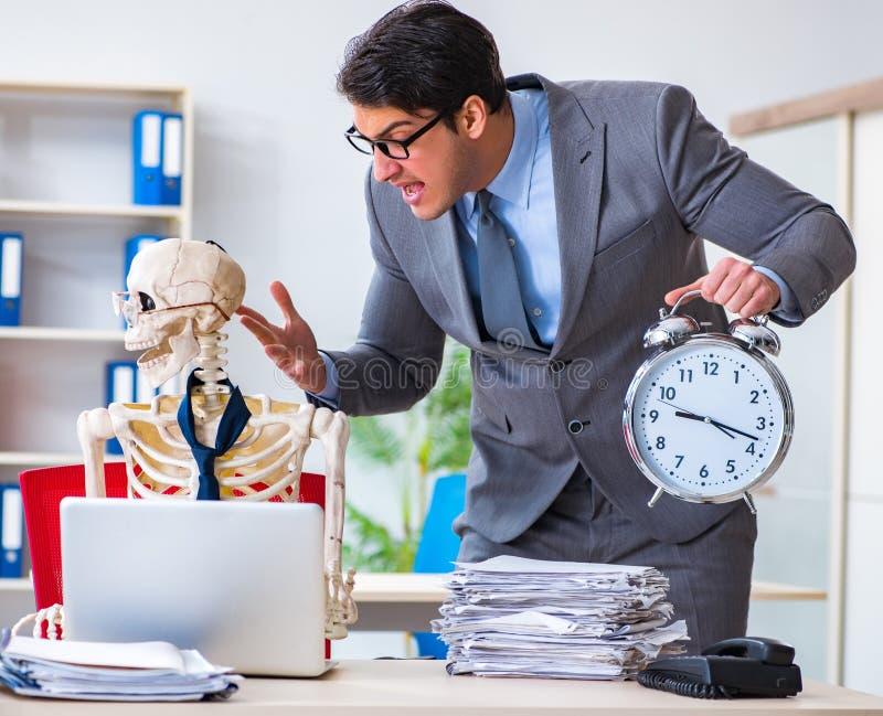 Angry Boss Yelling at His Skeleton Employee Stock Image - Image of ...