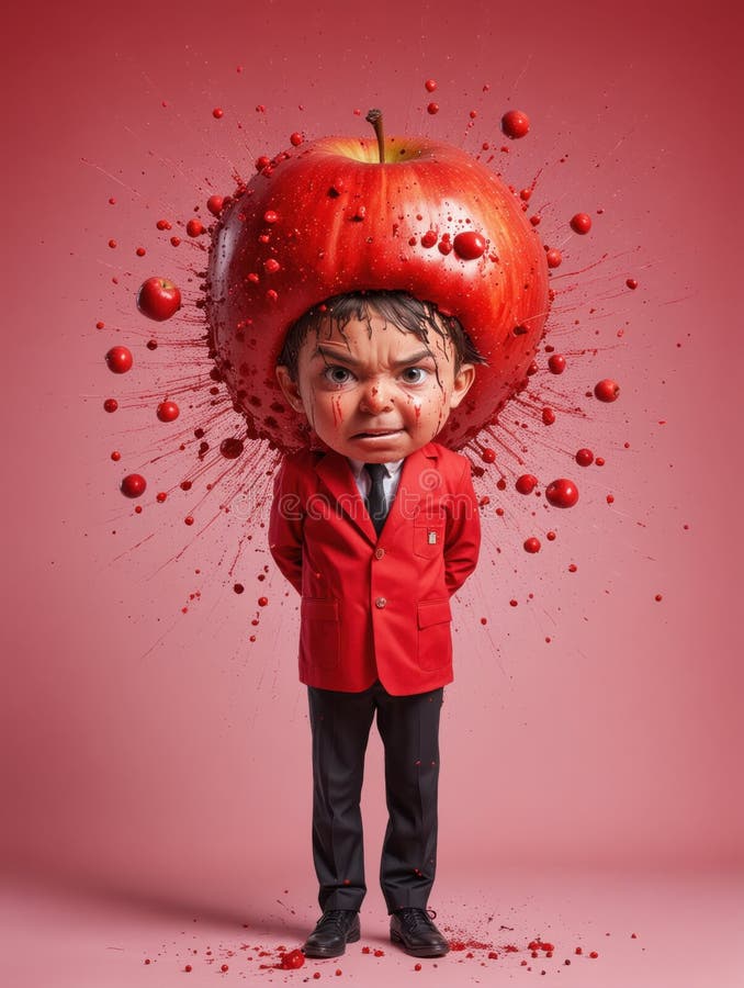 Angry Boy Apple Head Explosion Stock Illustration - Illustration of ...