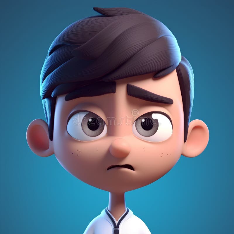 Angry Boy on Blue Background. 3d Illustration. Cartoon Character Stock ...