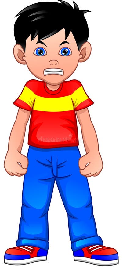 Angry Boy Cartoon on a White Background Stock Vector - Illustration of ...