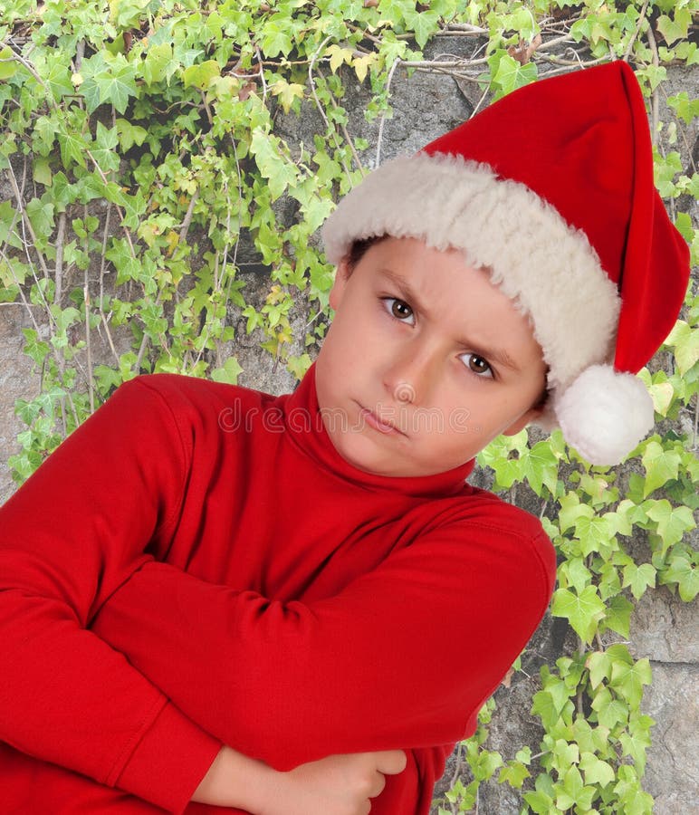 Angry Boy Dressed Red Christmas Hat Stock Photos - Free & Royalty-Free ...