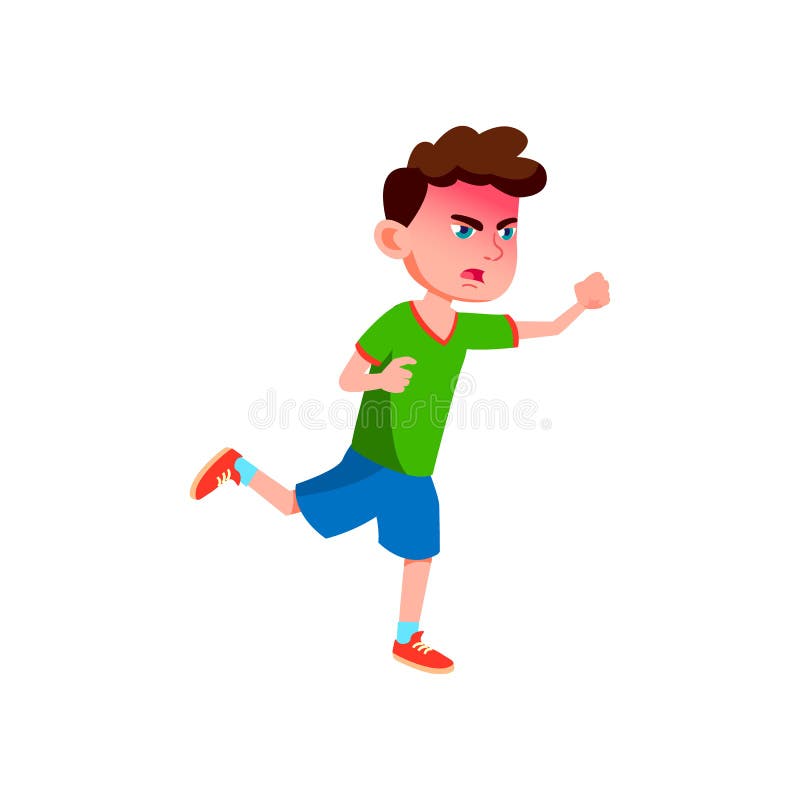 Angry Boy Running after Enemy on Playground Cartoon Vector Stock Vector ...