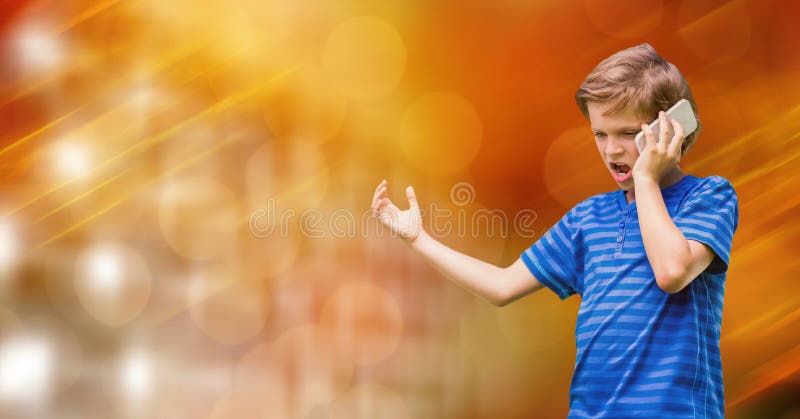 Angry Boy Using Smart Phone while Gesturing Over Bokeh Stock Image ...