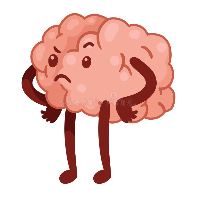 Angry Brain Comic Character Stock Vector - Illustration of kawaii ...