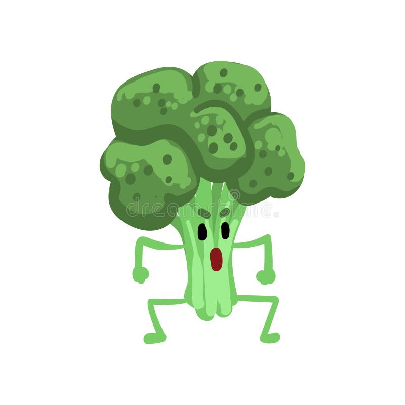 Angry Broccoli Vegetable Character with Funny Face Vector Illustration ...