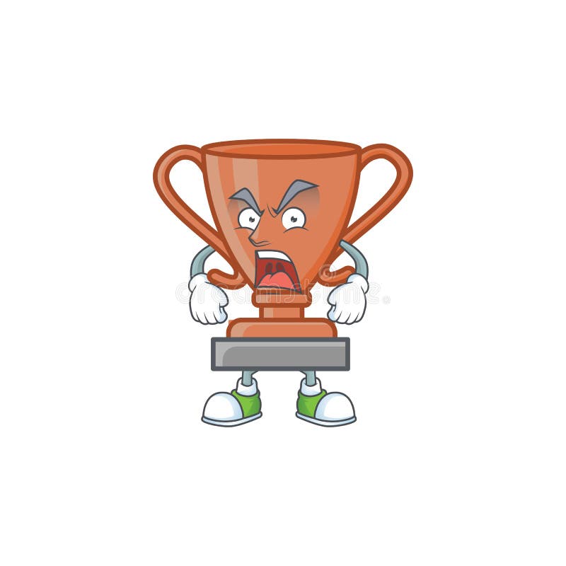 Angry Bronze Trophy Cartoon Character with Mascot Stock Vector ...