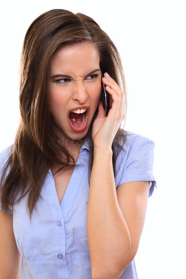 Angry Woman Arguing during a Phone Call Stock Photo - Image of ...