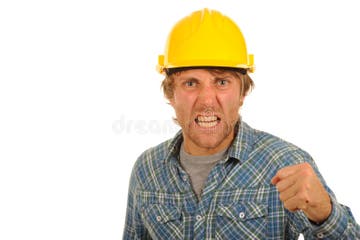 Angry builder stock image. Image of collar, blue, intimidating - 21878631