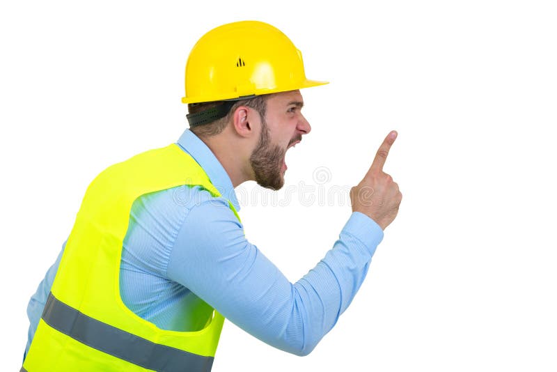 Angry Builder Or Constructor Yelling At Somebody As Fury Concept ...