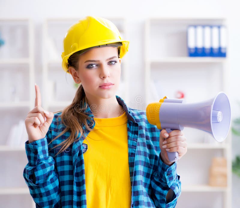 Angry Building Inspector Pointing at the Floor Stock Photo - Image of ...