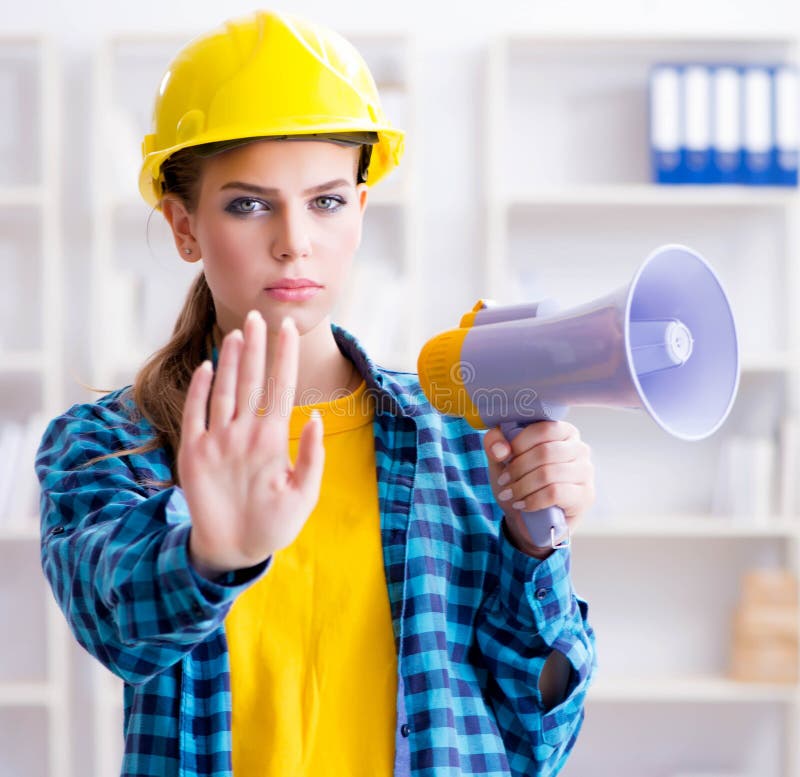 The Angry Building Supervisor with Megaphone Stock Photo - Image of ...
