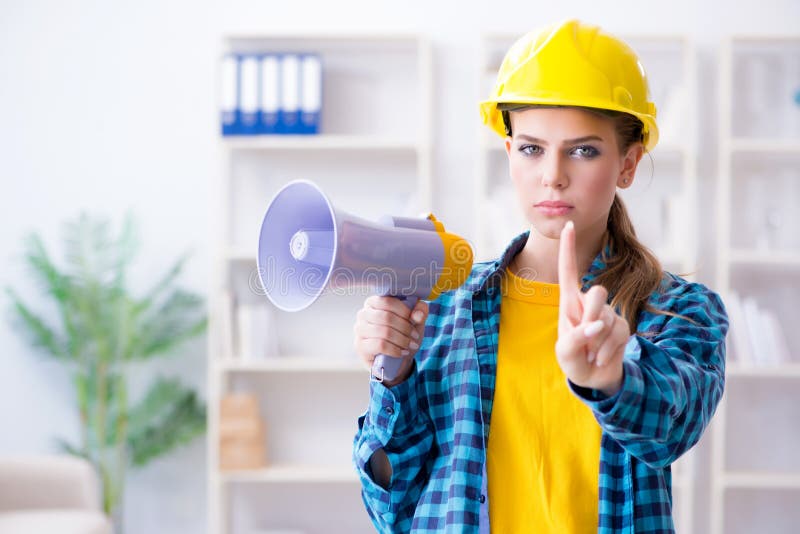 Angry Building Inspector Pointing at the Floor Stock Photo - Image of ...