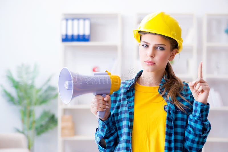 Angry Building Inspector Pointing at the Floor Stock Photo - Image of ...