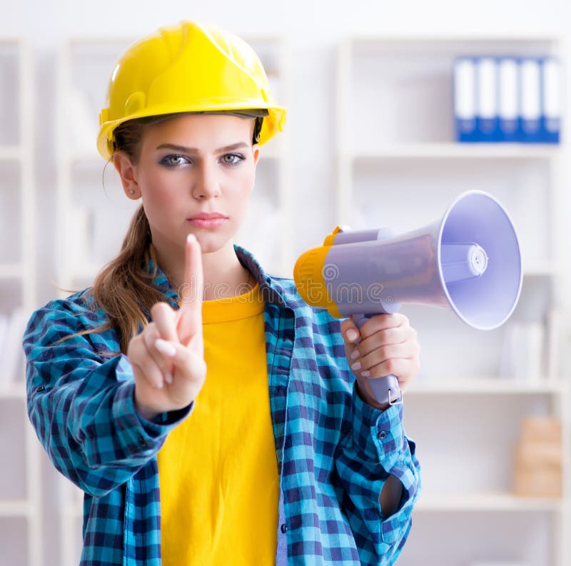 Angry Building Inspector Pointing at the Floor Stock Photo - Image of ...