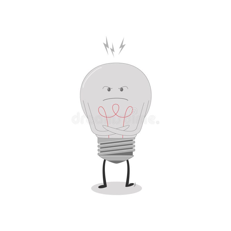 Angry Bulb Light Idea on White Background. Vector Illustration. Stock ...